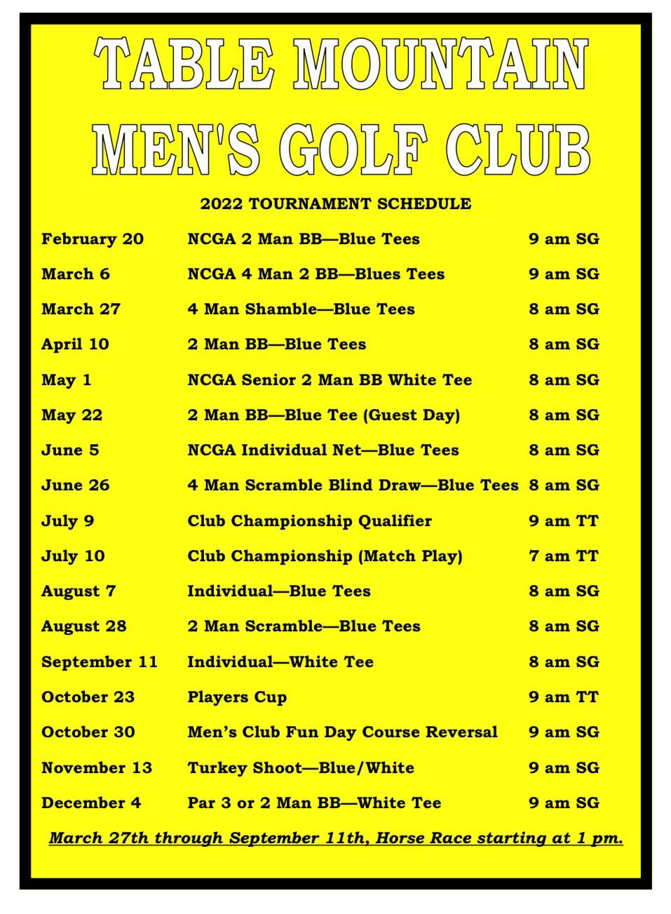 Men's Club - Table Mountain Golf Club